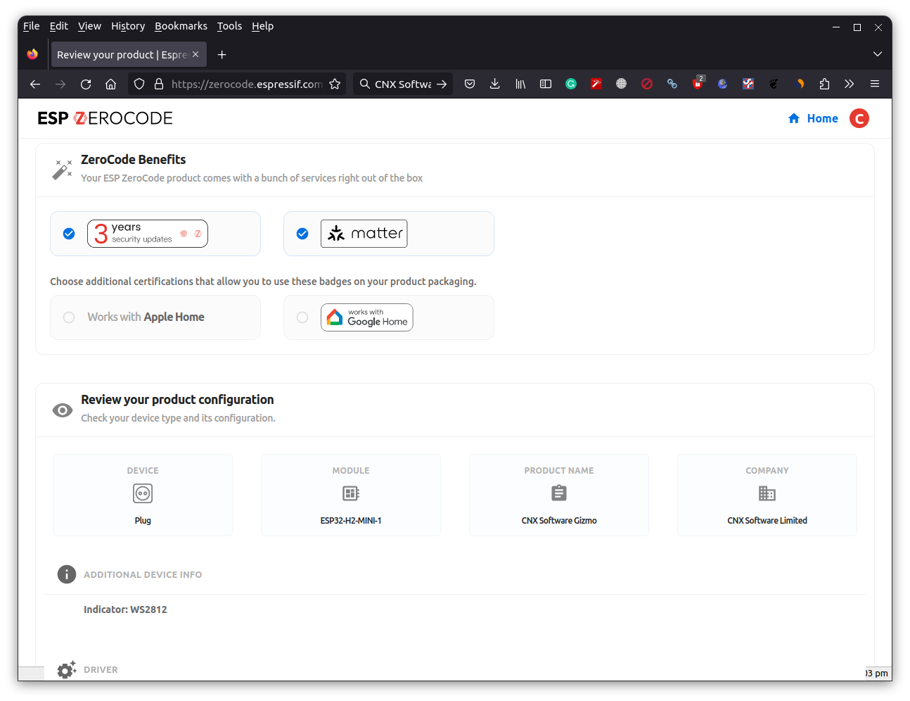Esp Zerocode Web Application Creates Custom Matter Certifiable Firmware For Esp32 Targets Cnx